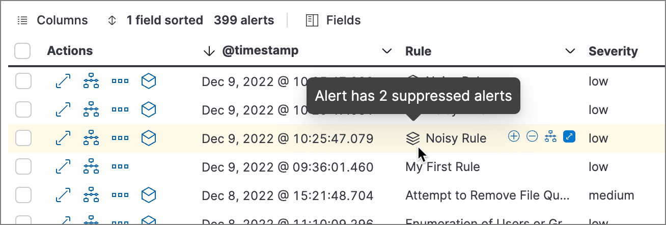 Suppress detection alerts | Serverless | Elastic